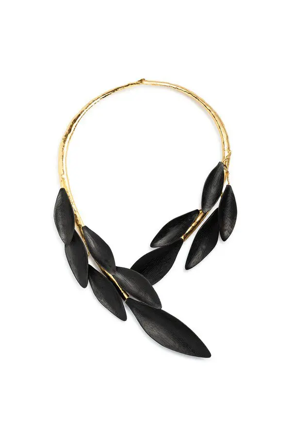 Natori Acacia Wood Choker Necklace - Black