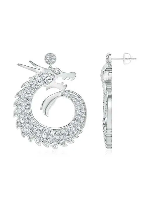 Natori Dragon Lab-grown Diamond Drop Earrings - Silver