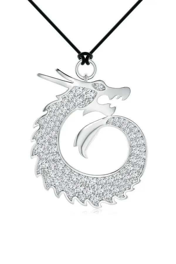 Natori Dragon Lab-grown Diamond Pendant Necklace - Silver