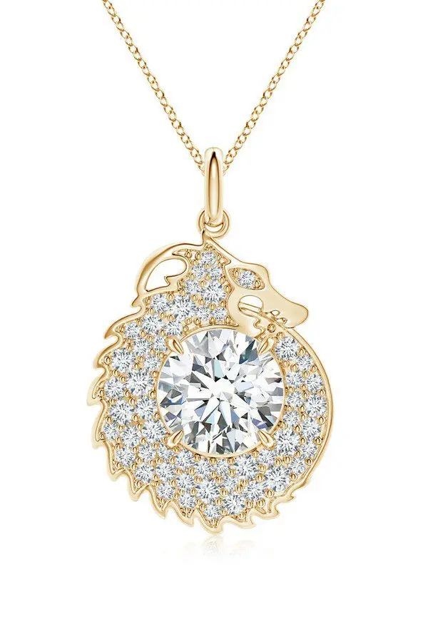 Natori Dragon Lab-grown 14k Round Diamond Pendant Necklace - Gold