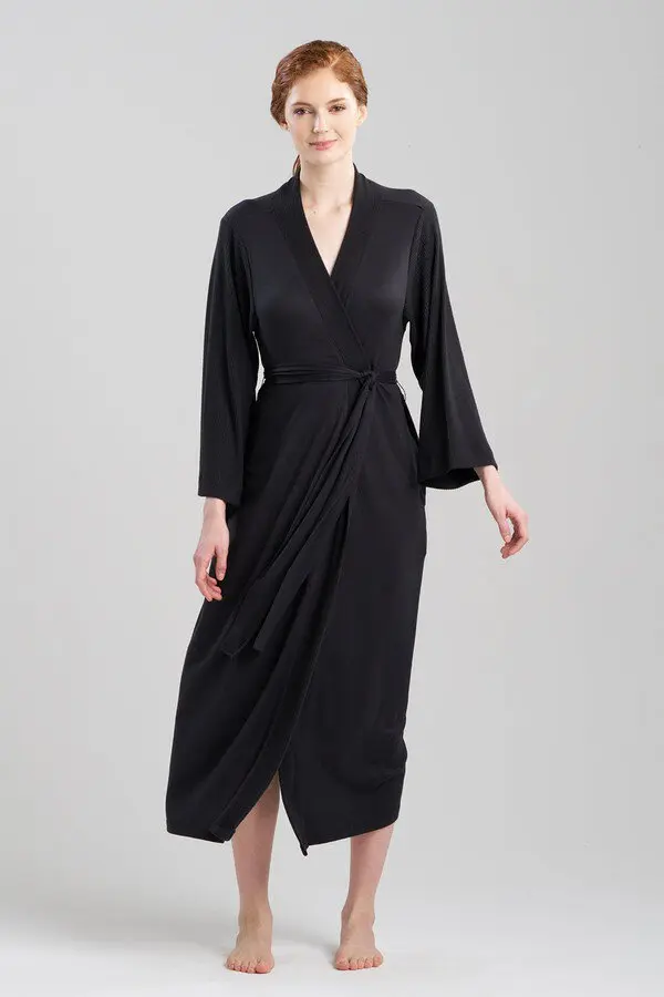 Natori Eden Rib Knit Dream Robe - Black