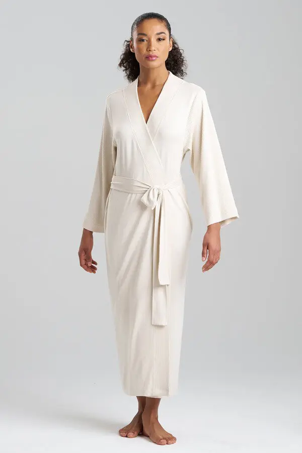 Natori Eden Rib Knit Dream Robe - Neutral / White