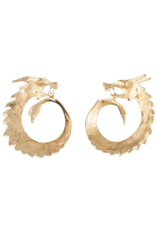 Natori Hammered Dragon Swirl Clip Earrings - Gold