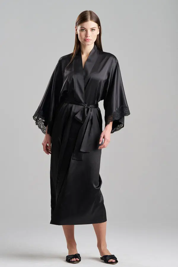 Natori Peony Glamour Robe - Black