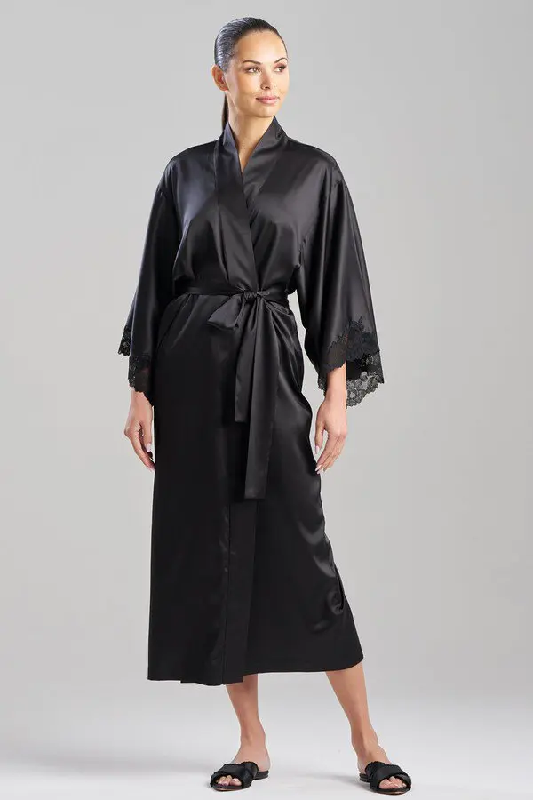 Natori Peony Glamour Robe - Black