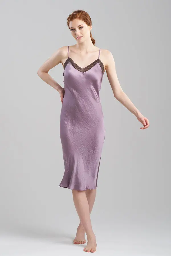 Natori Ashley Icon Lace Slip Dress - Gray