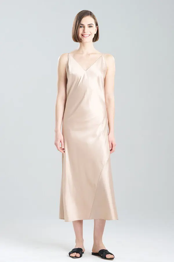 Natori Glamour V-neck Slip Dress - Natural