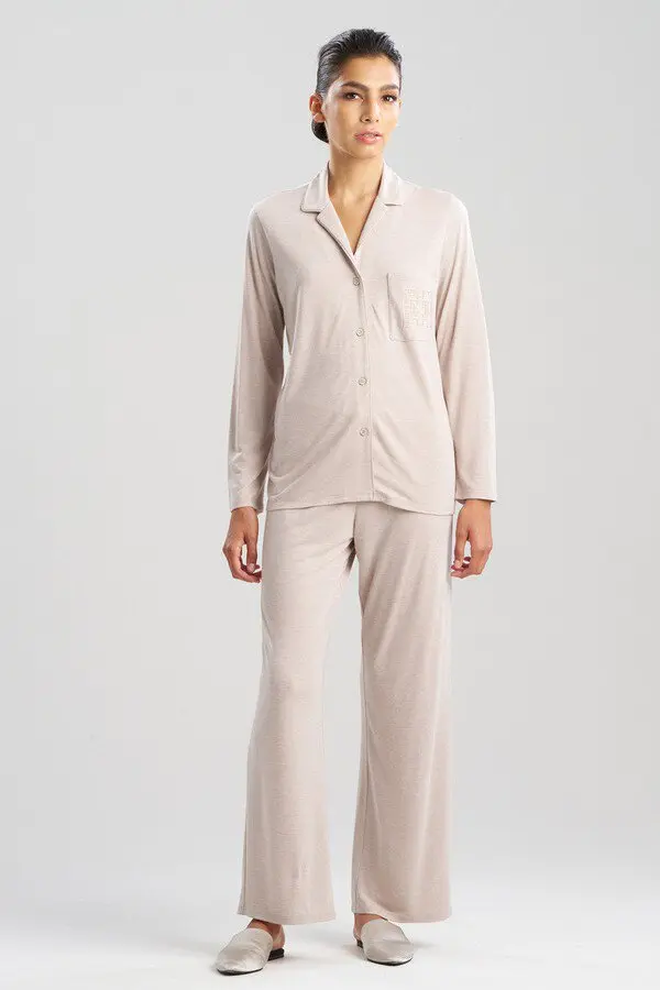 Natori Shangri-la Embroidered Tencel Notch Pj - Pink