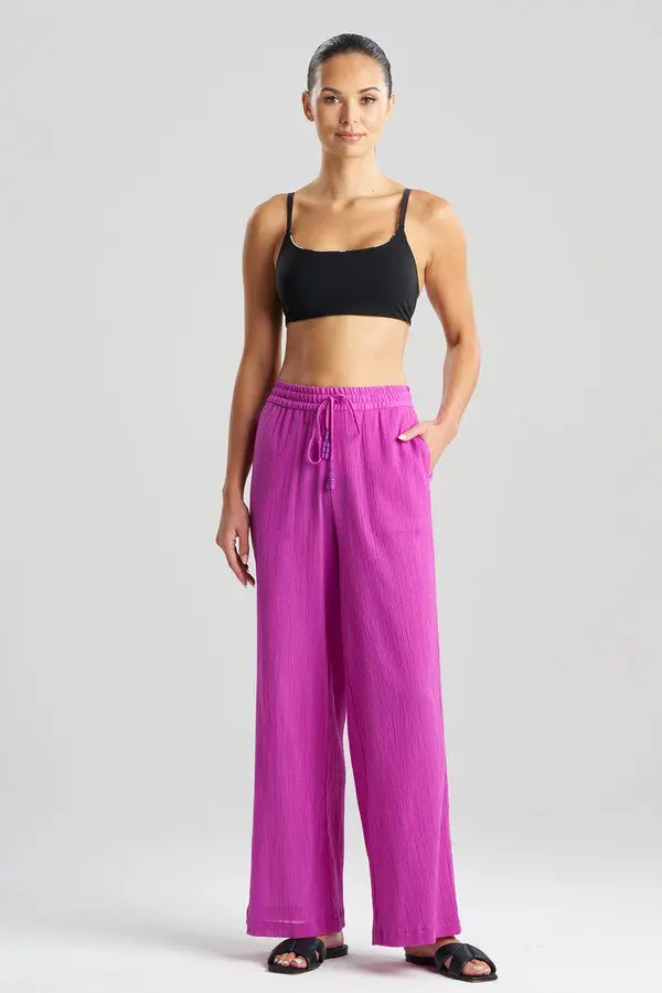 Natori Cotton Gauze Pants - Pink / Purple