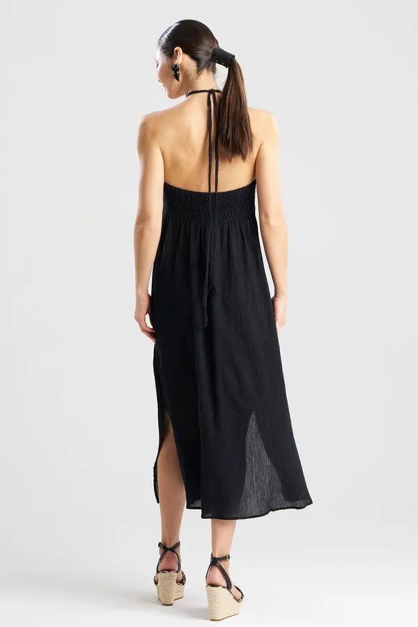 slim fit dress slacks Lillian Boho Halter Neck Floral Dress main image 0