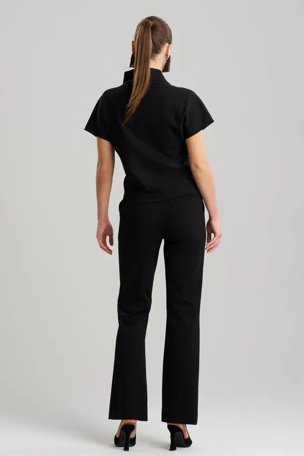 Natori Compact Knit Wedge Funnel Top - Black