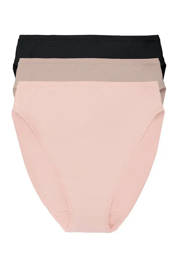 Natori Bliss Bare Cotton High Cut Brief 3-pack - Black