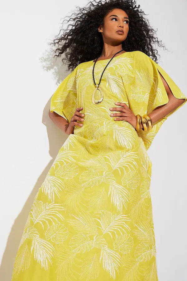 Natori Palm Caftan - Yellow
