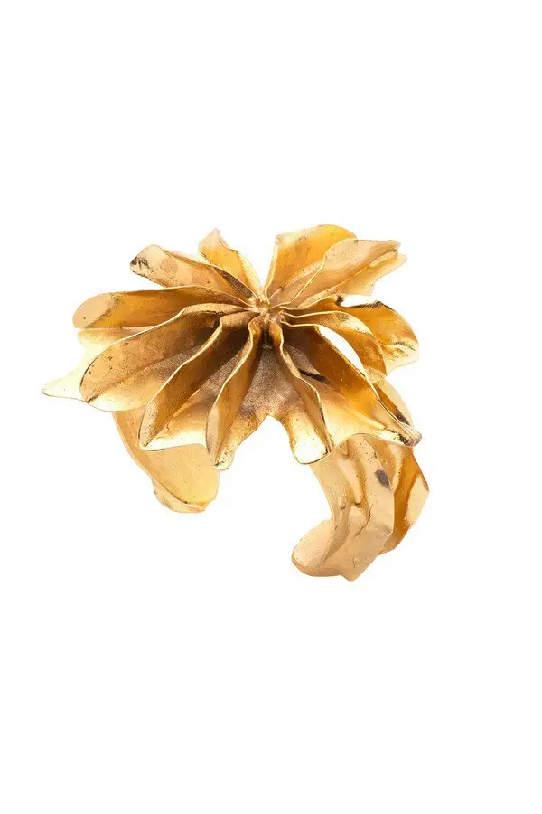 Natori Plated Brass Floral Cuff Bracelet - Gold