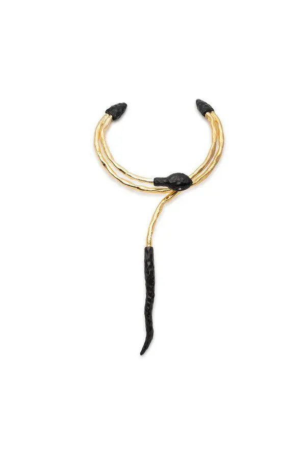 Natori Plated Brass Snake Choker Necklace - Gold