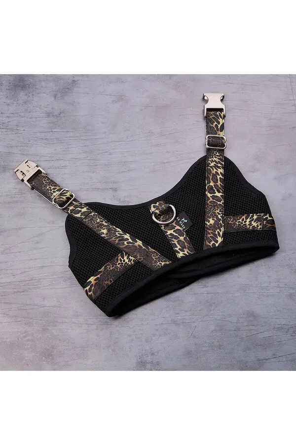 Natori Luxe Leopard Dog Harness - Black