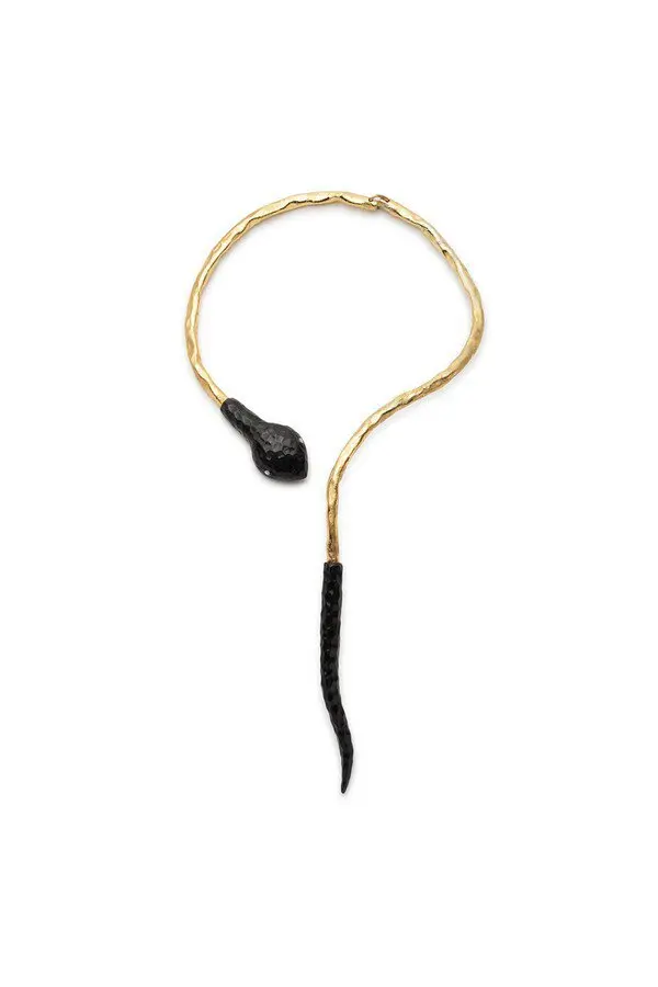 Natori Plated Brass Snake Necklace - Gold