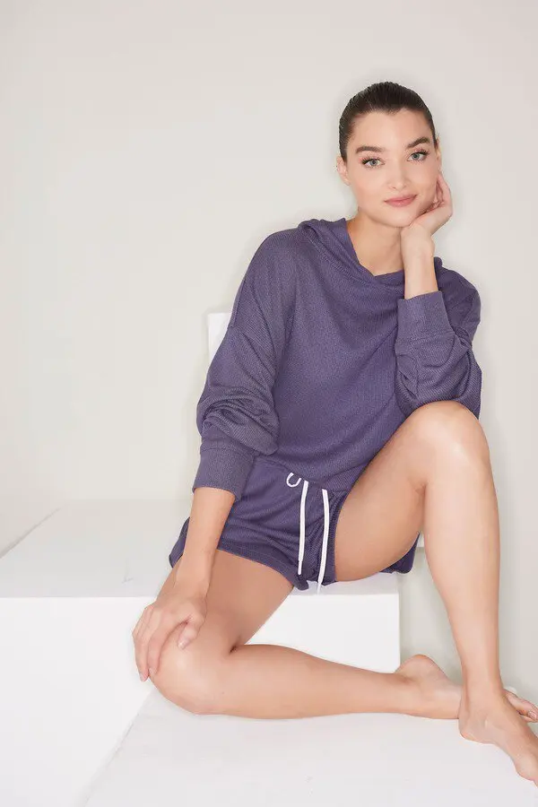 Natori Waffle Knit Shorts - Blue