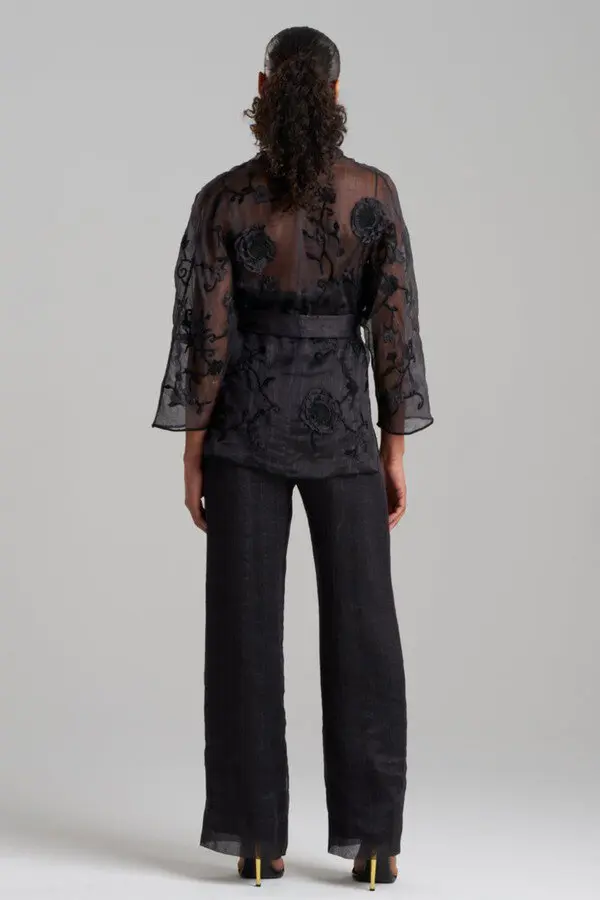 Natori Couture Piña Belted Jacket - Black