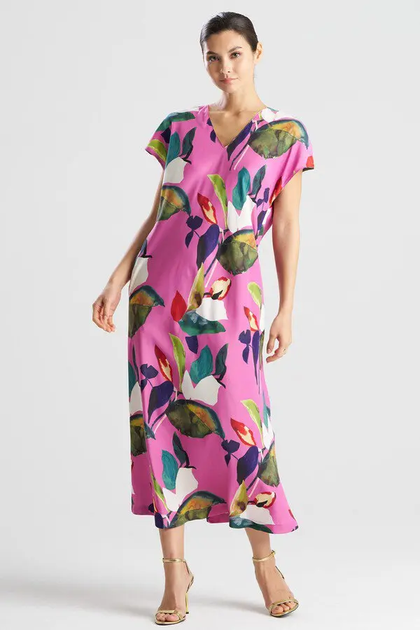Natori Daido Short Sleeve Caftan - Pink / Purple