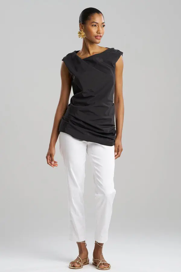Natori Techno Poplin Origami Tunic - Black