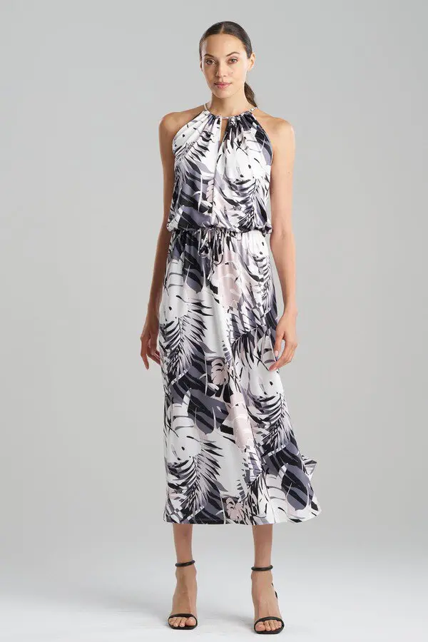 Natori Palms Slinky Knit Halter Maxi Dress - Black