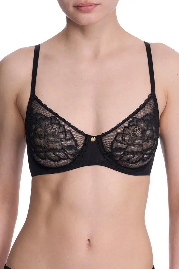 Natori Flora Unlined Balconette Underwire Bra - Black