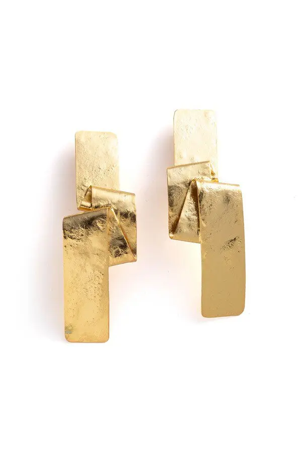 Natori Sculptural Plated Brass Clip On Earrings - Gold