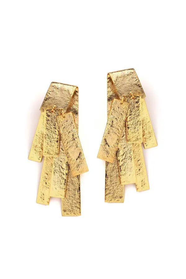 Natori Sculptural Plated Brass Drop Earrings - Gold