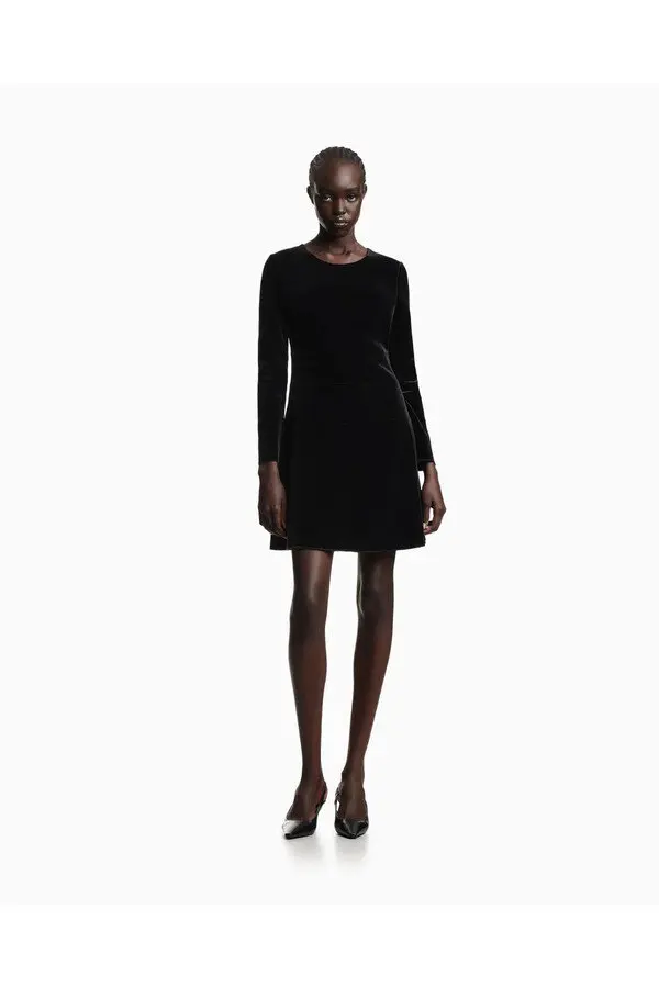 armani little black dress Armani Exchange Flap-pocket Mini Dress
