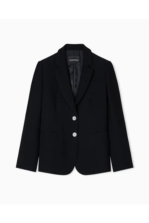 Emporio Armani Single-breasted Waffle Weave Blazer - Natural