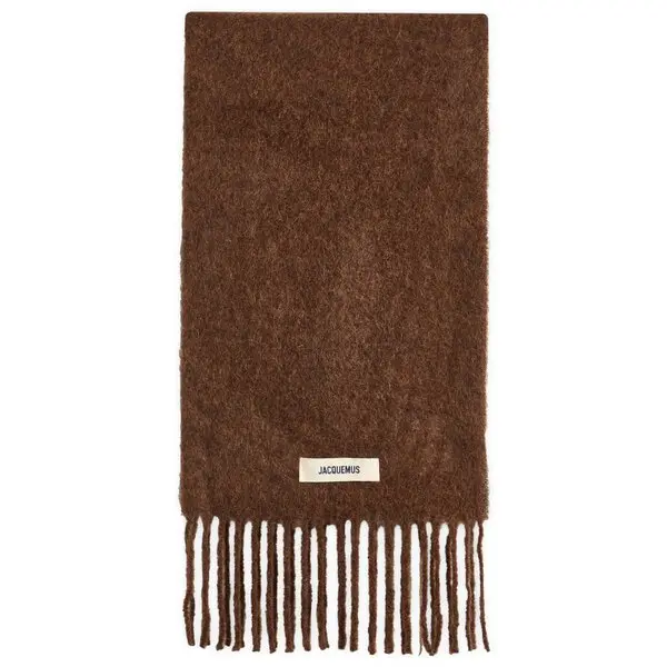 Jacquemus Mohair Alpaca Grosgrain Logo Scarf - Brown
