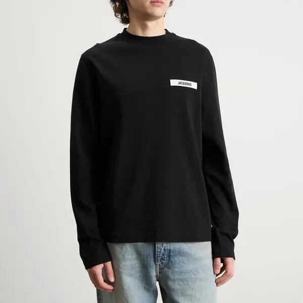 Jacquemus Grosgrain Logo Long Sleeve T-shirt - Black