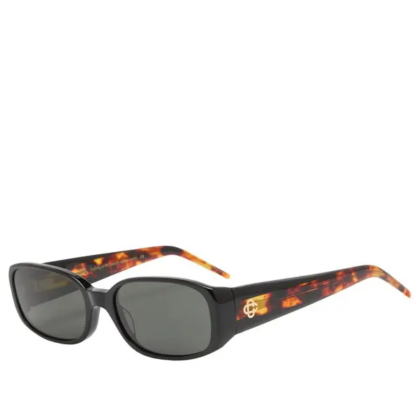 Casablanca Oval Stripe Acetate Sunglasses - Black&tortoise