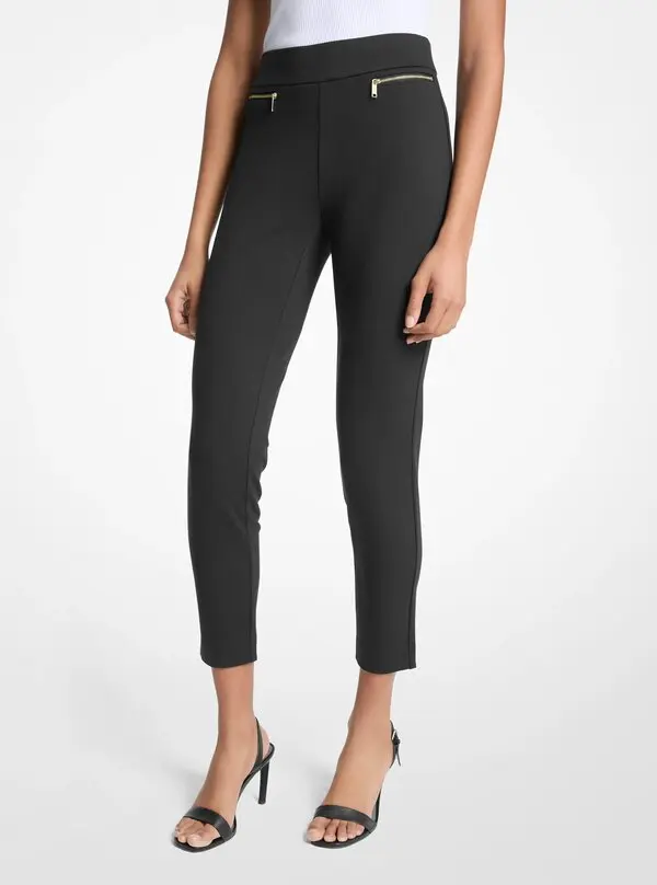 Michael Kors Viscose Blend Zip Pants - Black