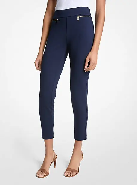 Michael Kors Viscose Blend Zip Pants - Blue
