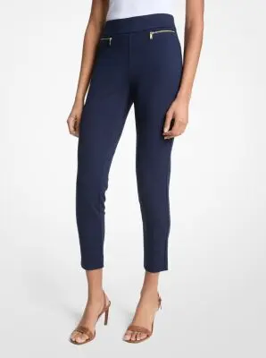 Michael Kors Viscose Blend Zip Pants - Blue