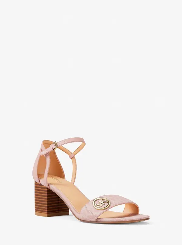 Michael Kors Hannah Signature Logo Block Heel Sandal - Pink