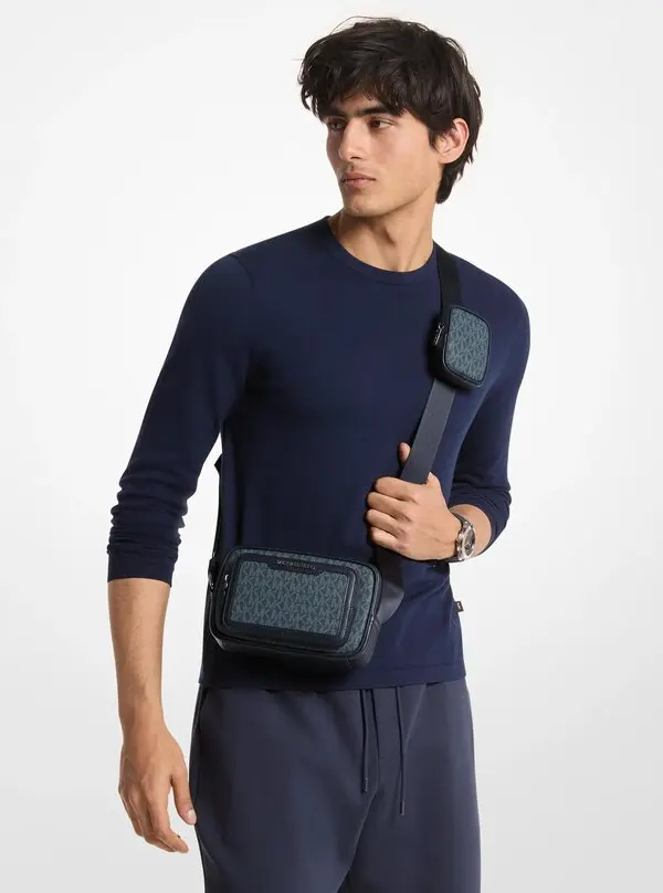 Michael Kors Cooper Signature Logo Camera Crossbody Bag With Pouch - Blue