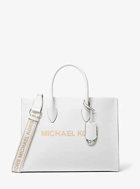Michael Kors Mirella Medium Pebbled Leather Tote - White