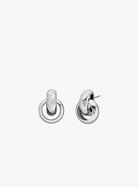 Michael Kors Logo Engraved Stud Earrings - Silver