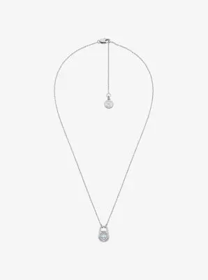Michael Kors Pavé Lock Necklace Silver 44% Off Editorialist