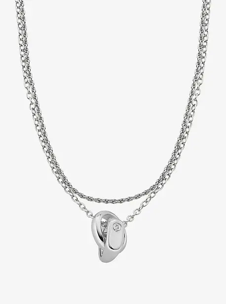Michael Kors Double Layered Intertwined Necklace - Silver
