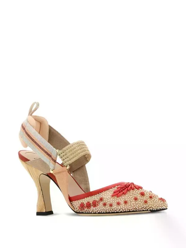 Fendi 85mm Colibrì Beaded Slingback Pumps