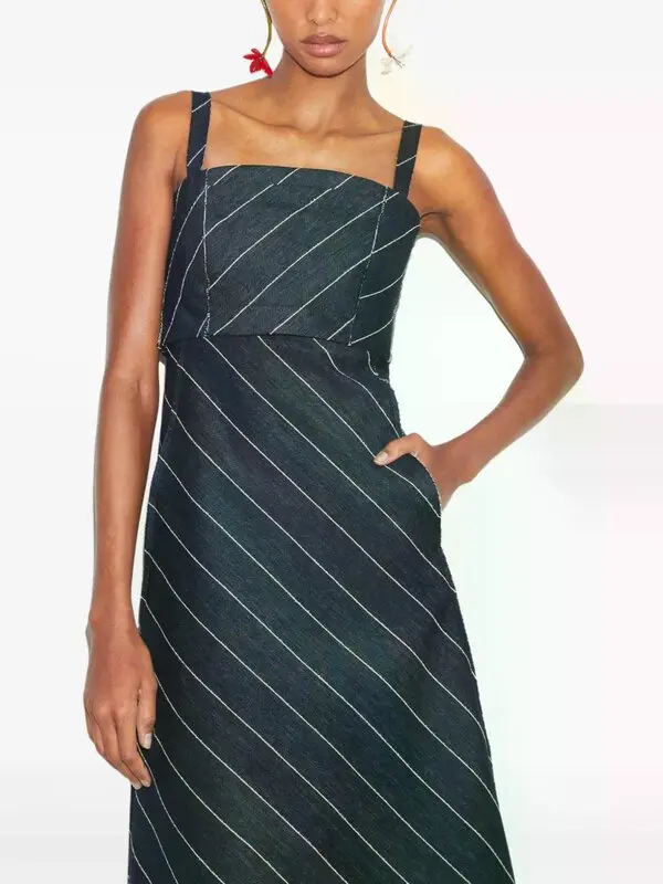 Tory Burch Striped Cotton-blend Midi Dress