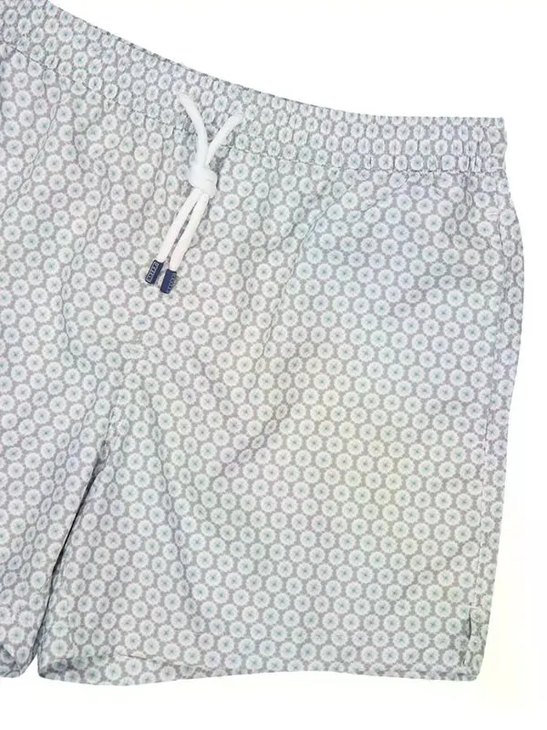 Fedeli Geometric-print Swim Shorts - Grey