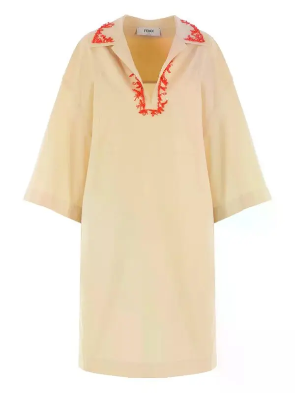 Fendi Bead-embroidered Cotton Dress