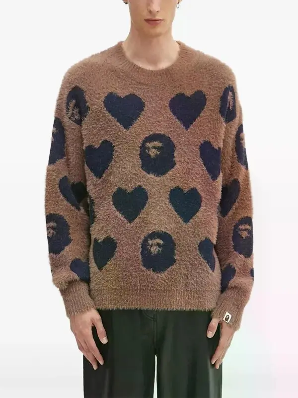 A BATHING APE Heart-ape Head Sweater