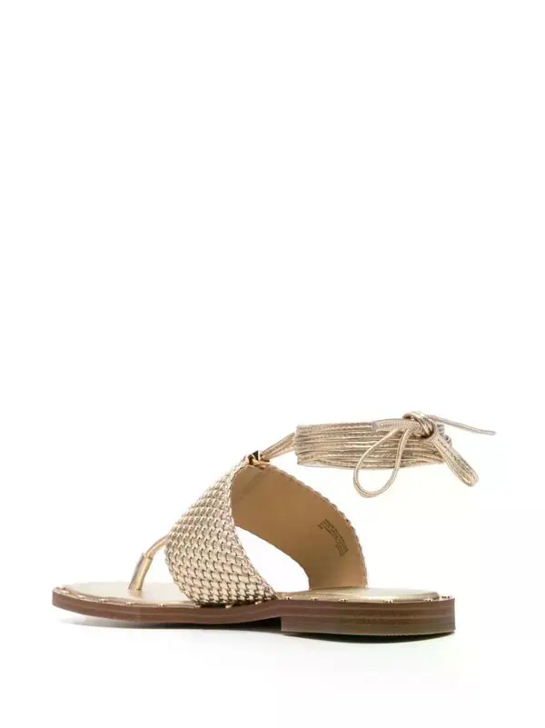 Michael Kors Tone Woven Ankle Tie Sandals - Gold