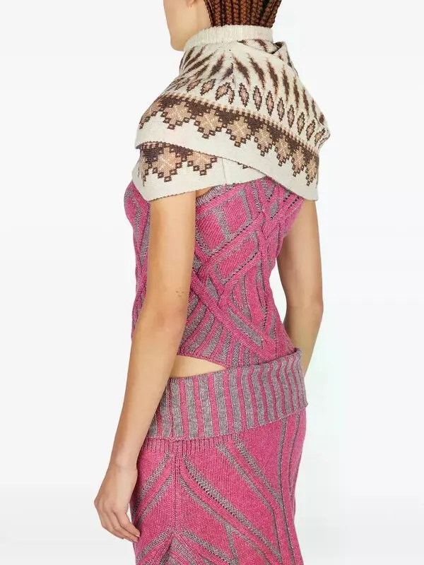 PAOLINA RUSSO Warrior Fairisle-pattern Knitted Poncho